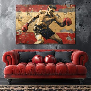 Vintage Boxing Legend: Retro Boxer Canvas | Antique Boxing Art | Sports ...