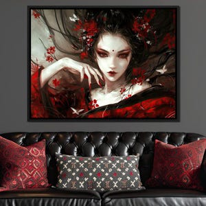 Enchanted Temptress Geisha Nina: Red Flowers, Asian Home Decor ...