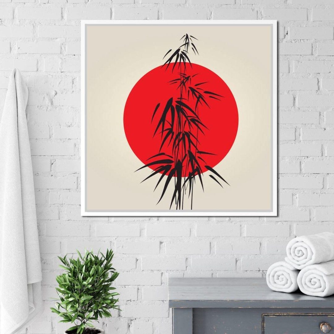 Red and Black Bamboo: Japanese Design | Minimalist Art | Zen Decor ...