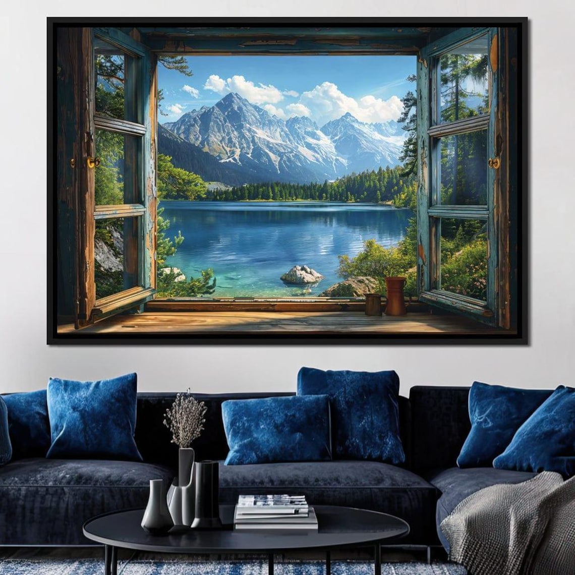 Alpine Serenity Vista: Mountain View, Calm Waters, Scenic Panorama ...