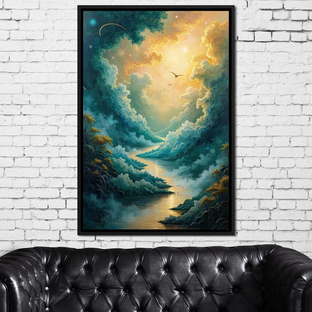 Golden Path Through Dreams - Home Decor, Dreamy Landscape, Nature Wall ...