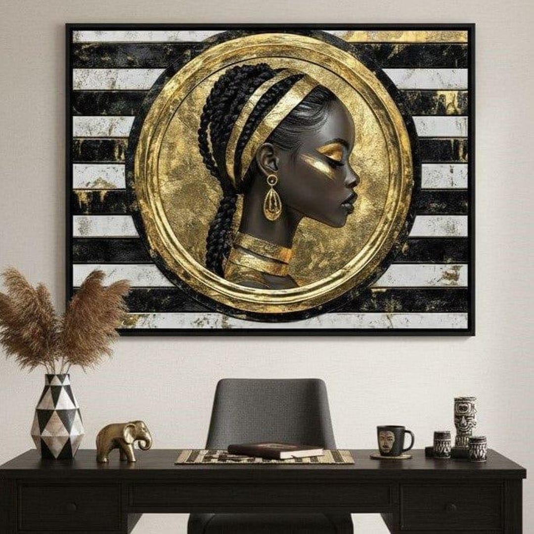 Golden Regal Afro Majesty | Afrocentric Home Decor | Bold Majestic Wall ...