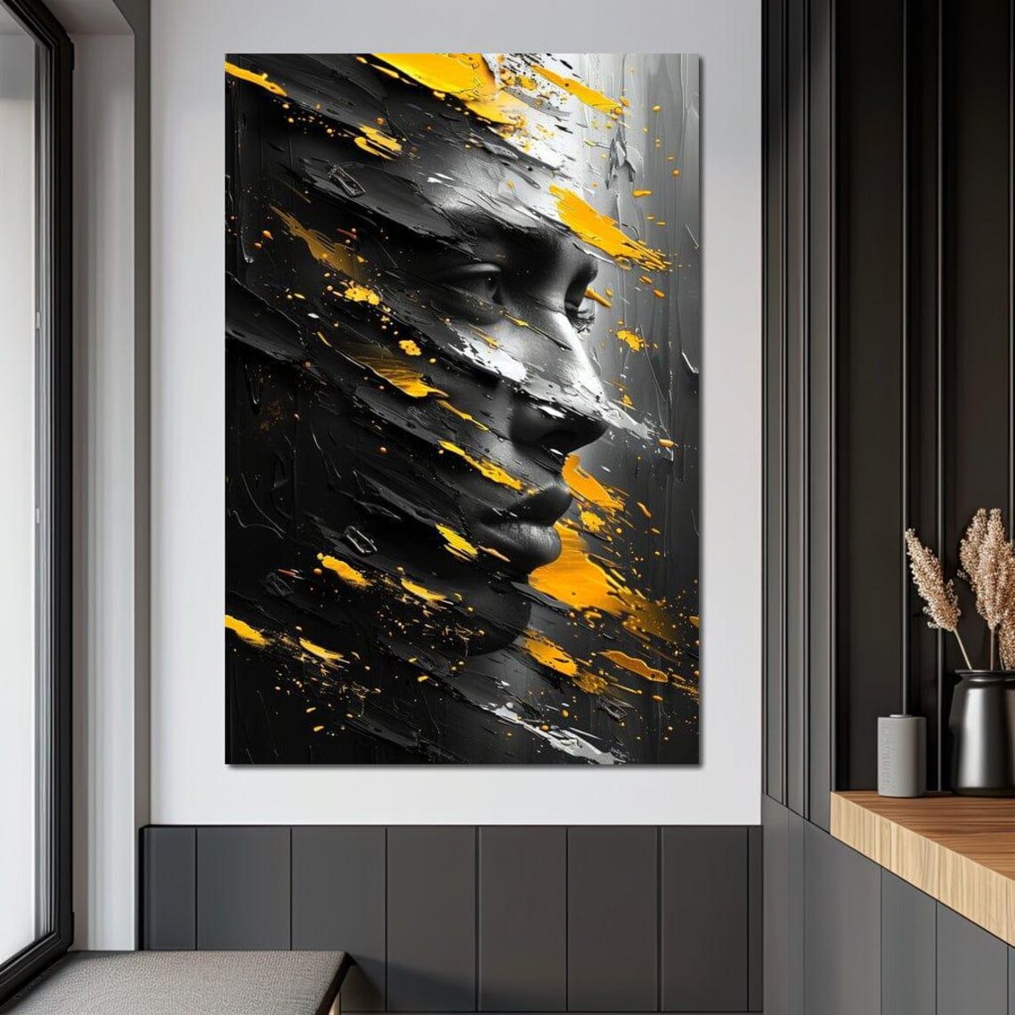 Sable Silhouette With Gold Drops Modern Wall Art Elegant Wall Accent ...