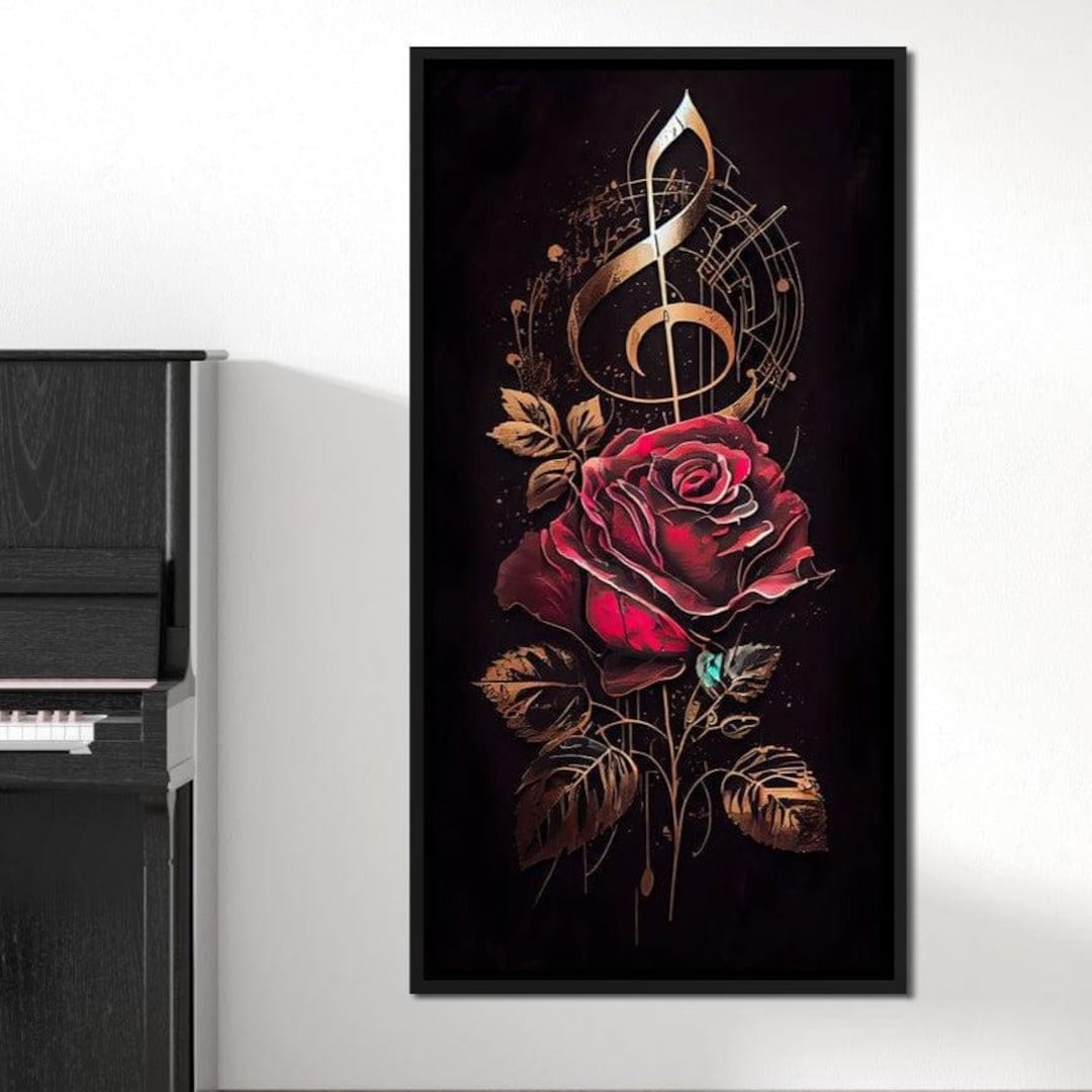Red Rose & Musical Notes: Romantic Rose Artwork | Music Wall Art ...