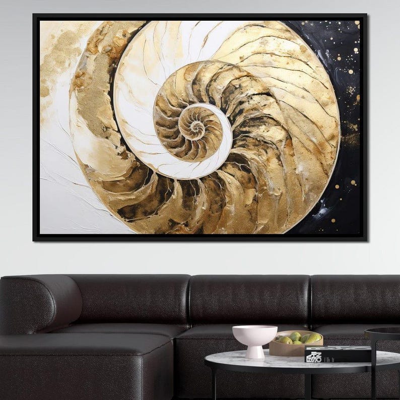 Golden Nautilus Reverie - Tanni Cylon | Elegant Gold Art | Modern Wall ...