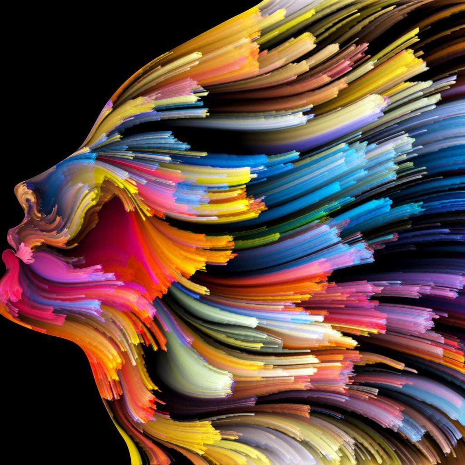 Psychedelic Face: Colorful Abstract Wall Art | Modern Home Decor ...
