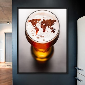 World Map Beer: Home Decor Wall Art Print | Beer Lover Gift | Vintage ...