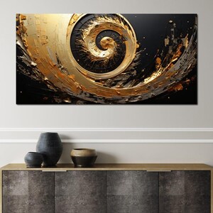 Abyssal Gold Vortex - Tanni Cylon: Abstract Spirals | Elegant Black and ...