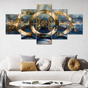 Golden Synchrony Symphony: Modern Wall Art | Abstract Circle Decor ...