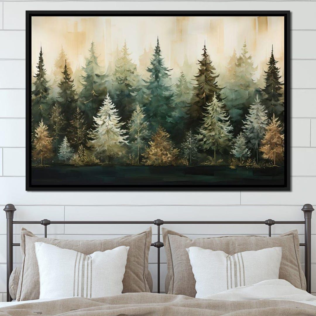 Pine Trees Forest Home Decor, Nature Wall Art, Evergreen Pine Canvas ...