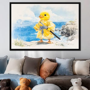 Samurai Duck by the Sea | Duck Art | Samurai Painting | Cute Samurai ...