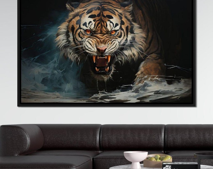 Angry Tiger With Fiery Whiskers and Glowing Eyes Poster 18x24in - Etsy