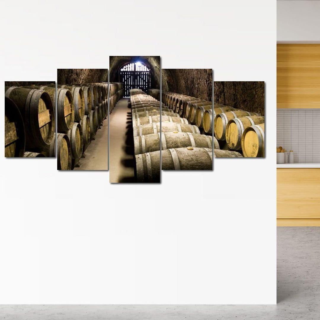 Hillside Wine Cellar: Rustic Home Decor Barrel Wall Art Vineyard Decor ...