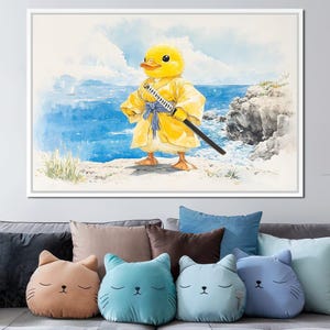 Samurai Duck by the Sea | Duck Art | Samurai Painting | Cute Samurai ...