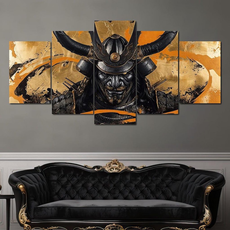 Golden Samurai Sovereign: Samurai Art Warrior Decor Black Dark Fantasy ...
