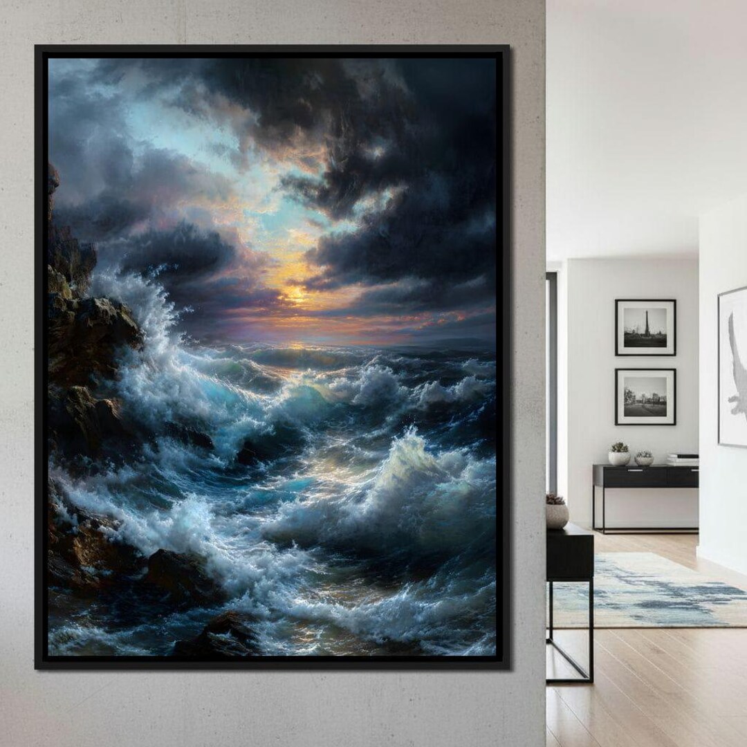 Tempest Dawn Ocean Fury: Stormy Seascape Home Decor | Coastal Wall Art ...