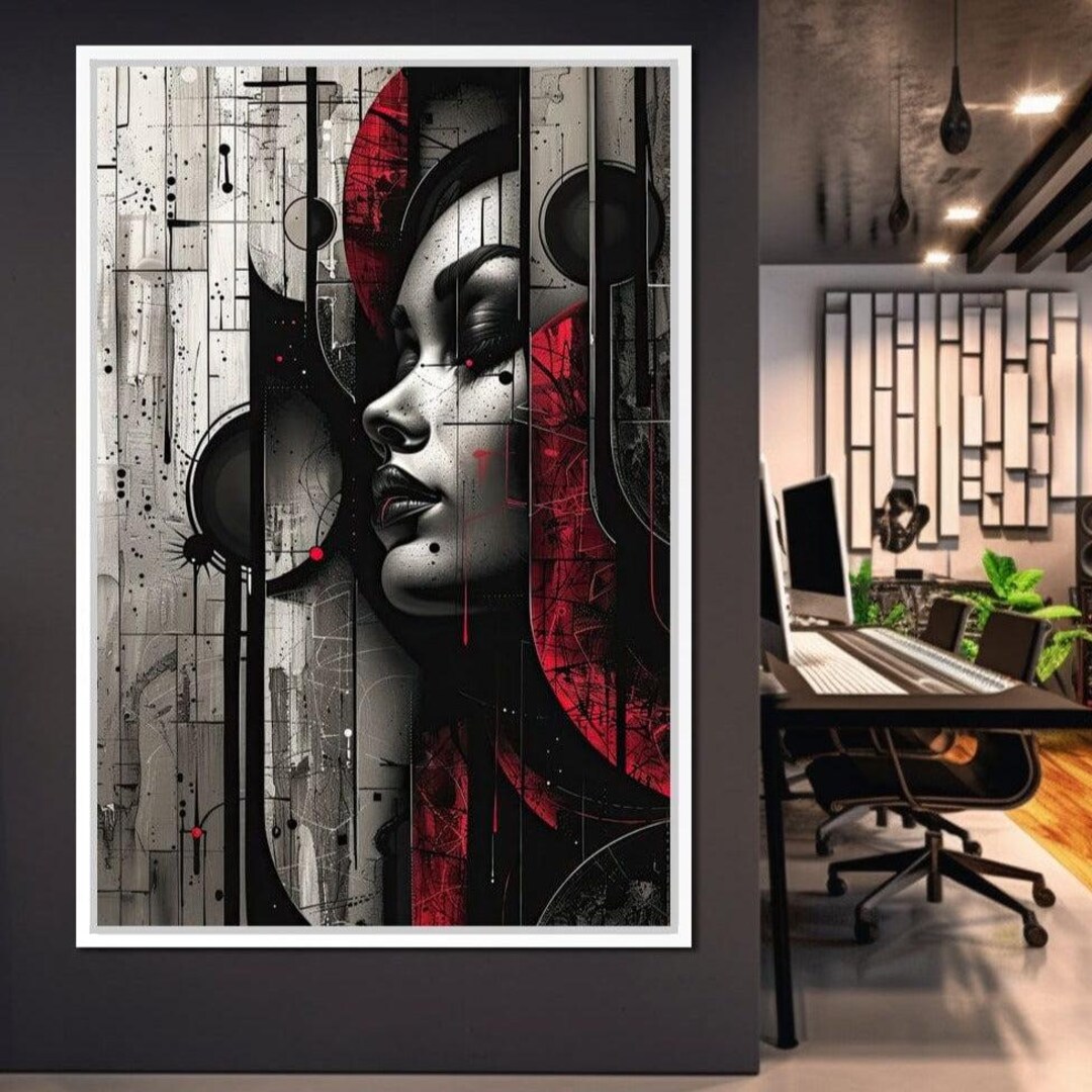 Shadowed Elegance Unveiled: Modern Female Portrait Wall Art | Dark ...