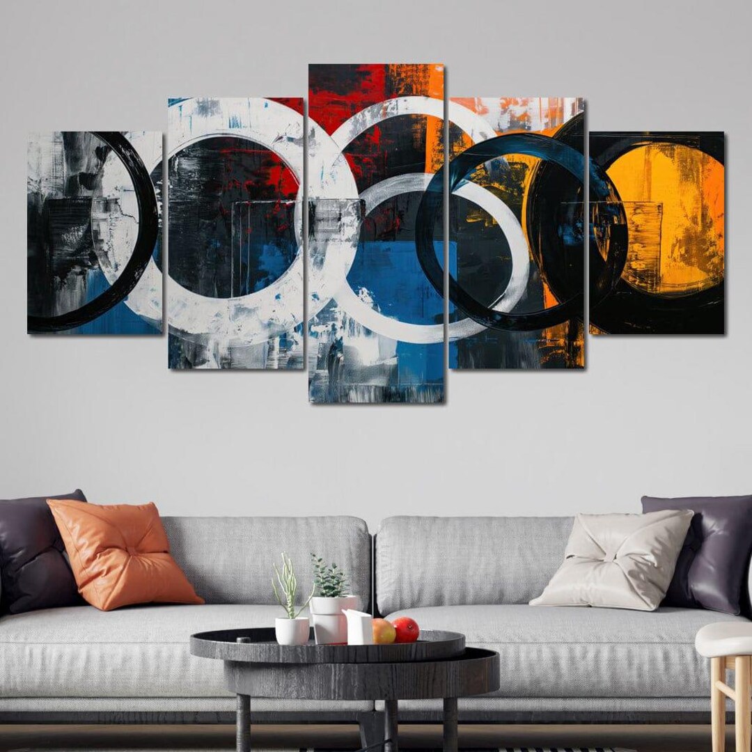 Spectral Spheres Harmony: Modern Geometric Art Colorful Abstract Wall ...