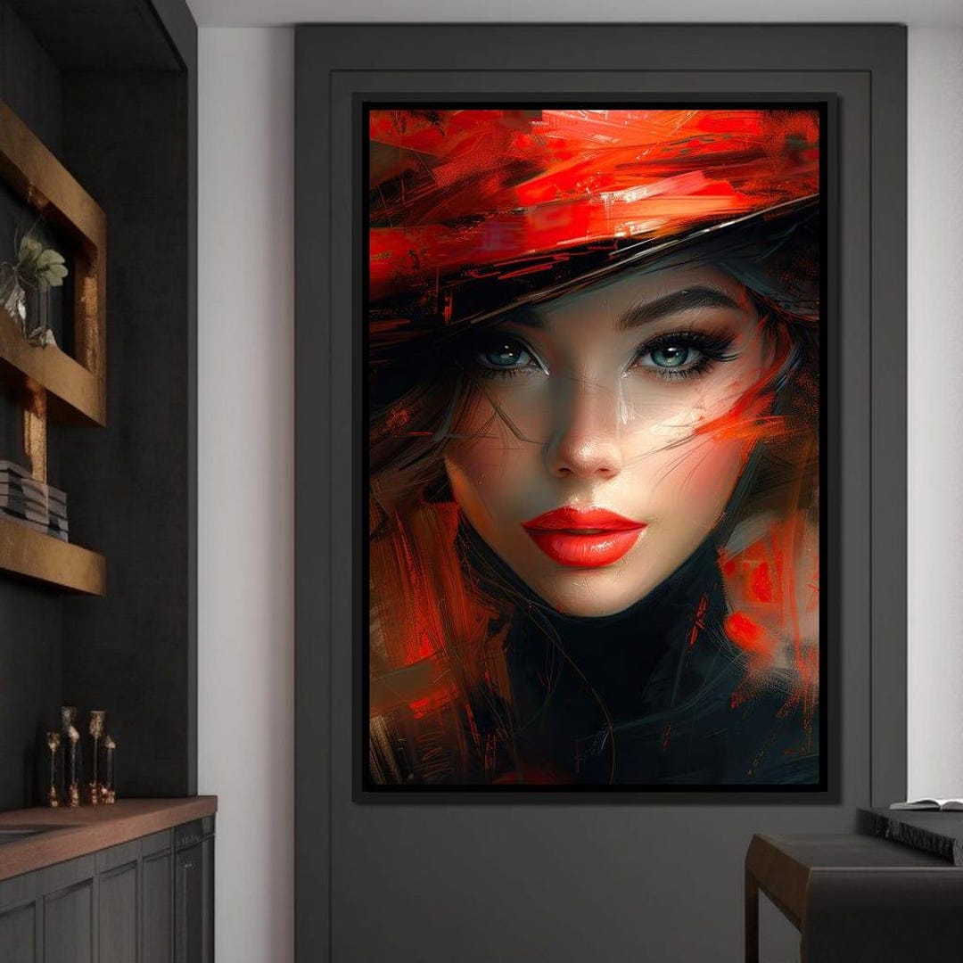 Siren in Rouge Overture | Red Artwork | Abstract Face | Female Portrait ...