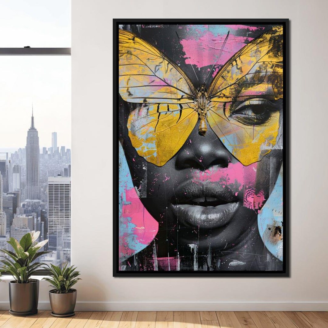 Golden Metamorphosis Portrait: Butterfly Abstract Art | Modern Home ...
