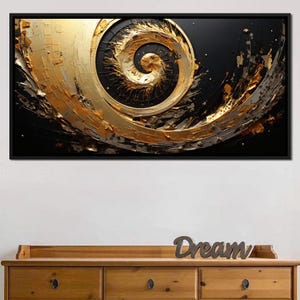Abyssal Gold Vortex - Tanni Cylon: Abstract Spirals | Elegant Black and ...