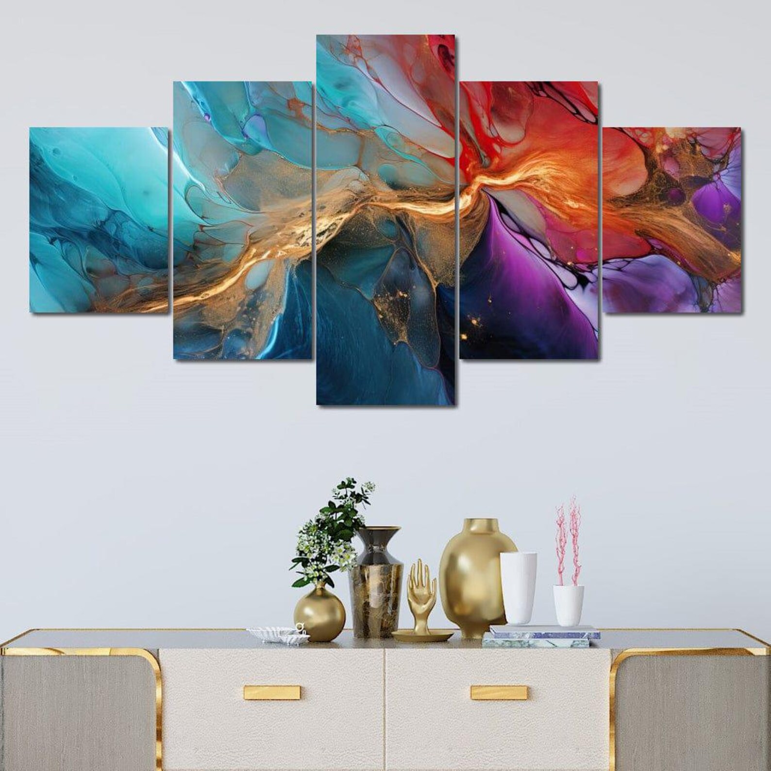 Marbled Movements: Abstract Decor | Modern Home Art | Fluid Art Design ...