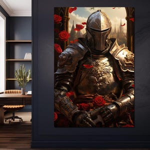 Rose Knights Golden Templar Armor: Knight in Golden Armor & Red Rose ...