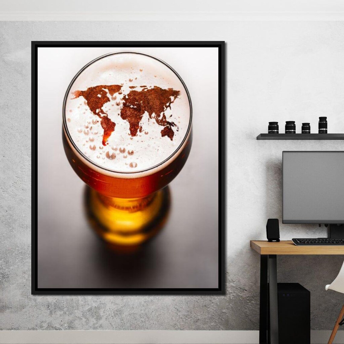 World Map Beer: Home Decor Wall Art Print Beer Lover Gift Vintage Style ...