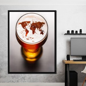 World Map Beer: Home Decor Wall Art Print | Beer Lover Gift | Vintage ...