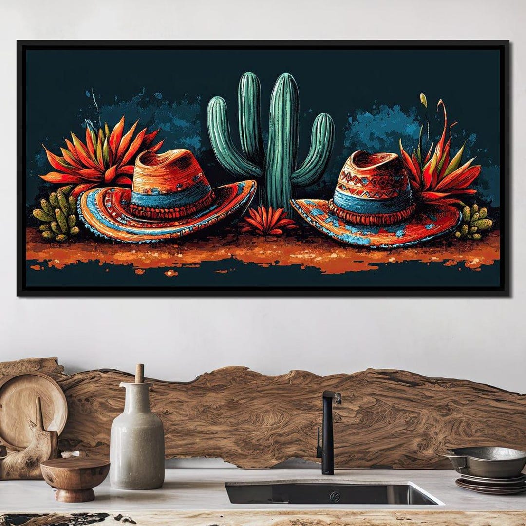 Desert Fiesta Harmony: Southwest Art | Colorful Hats | Mexican Style ...