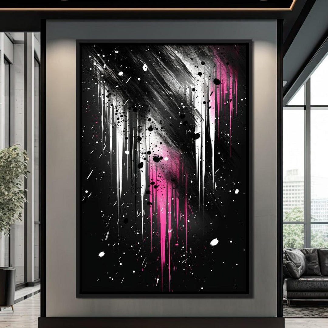 Sable Streaks With Magenta Flair: Abstract Wall Art Modern Decor Drip ...
