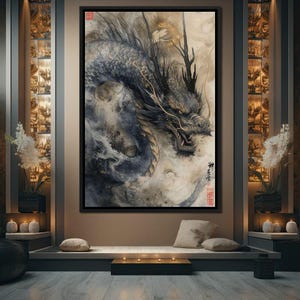 Mystic Dragon Tempest: Dragon Art | Asian Wall Art | Mythical Creature ...