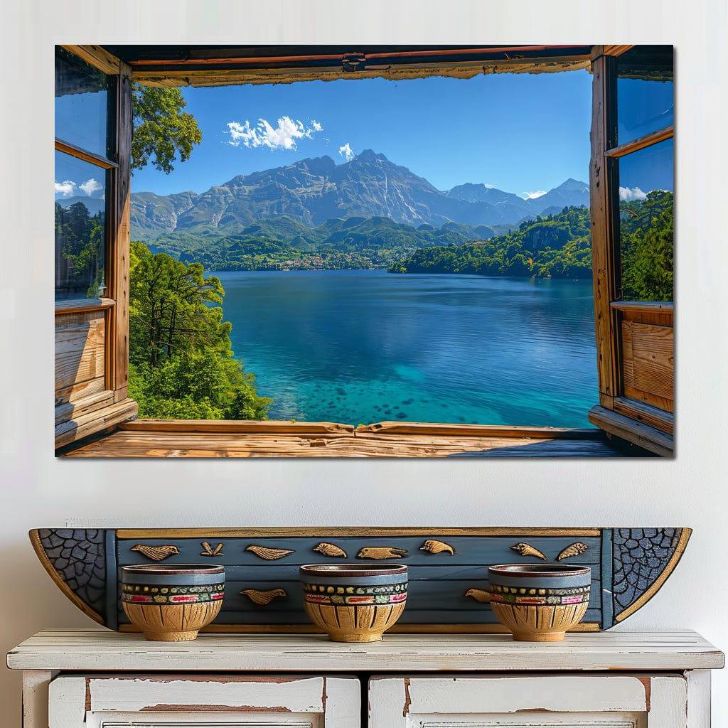 Lakeside Serenity Vista: Scenic Wall Decor | Mountain Lake Home Decor ...