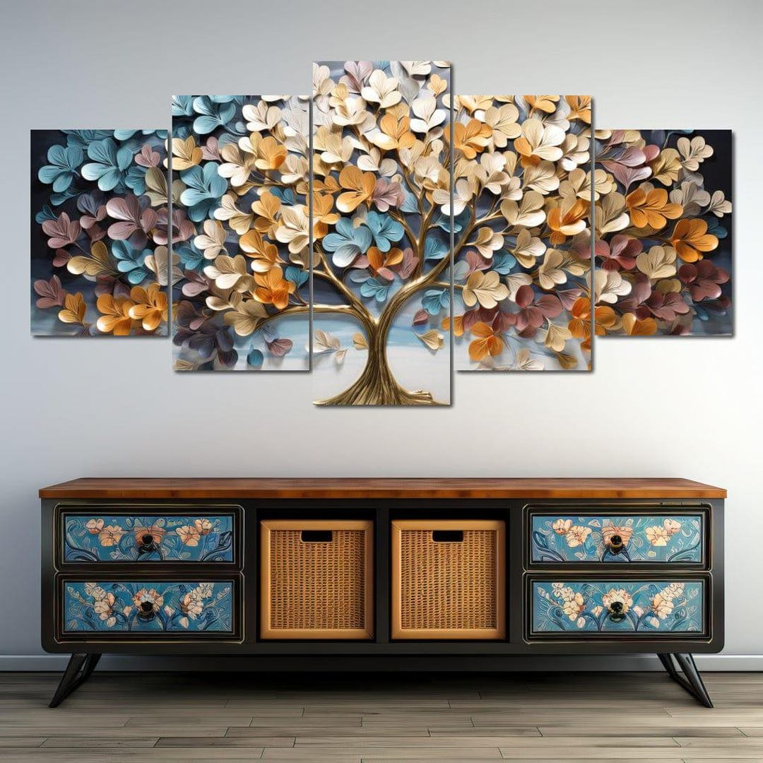 Rooted in Beauty: Tree of Life Wall Art | Colorful Leaves | Home Decor ...