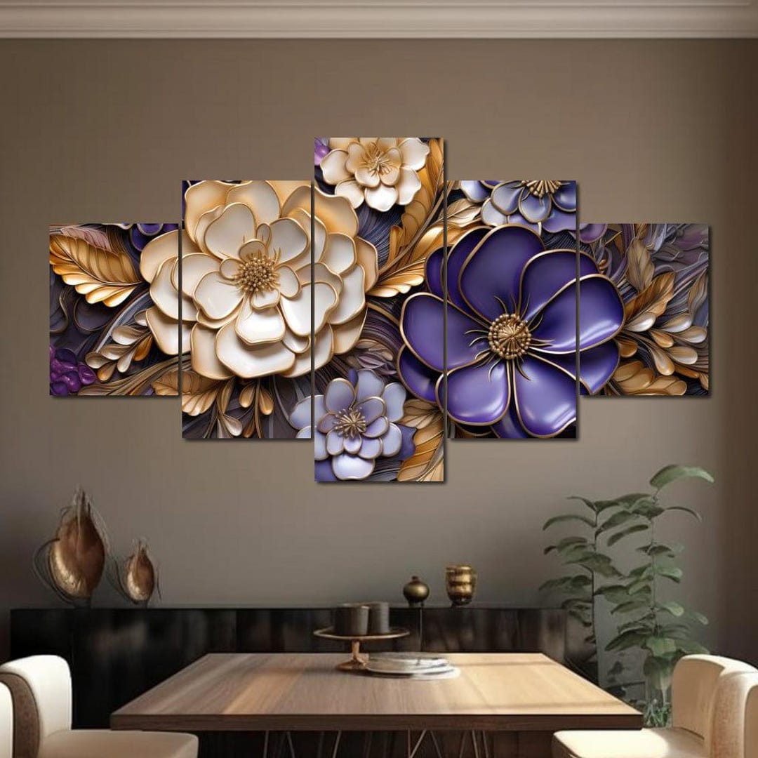 Glass Bloom in Golden Twilight Canvas Print | Elegant Decor | Modern ...
