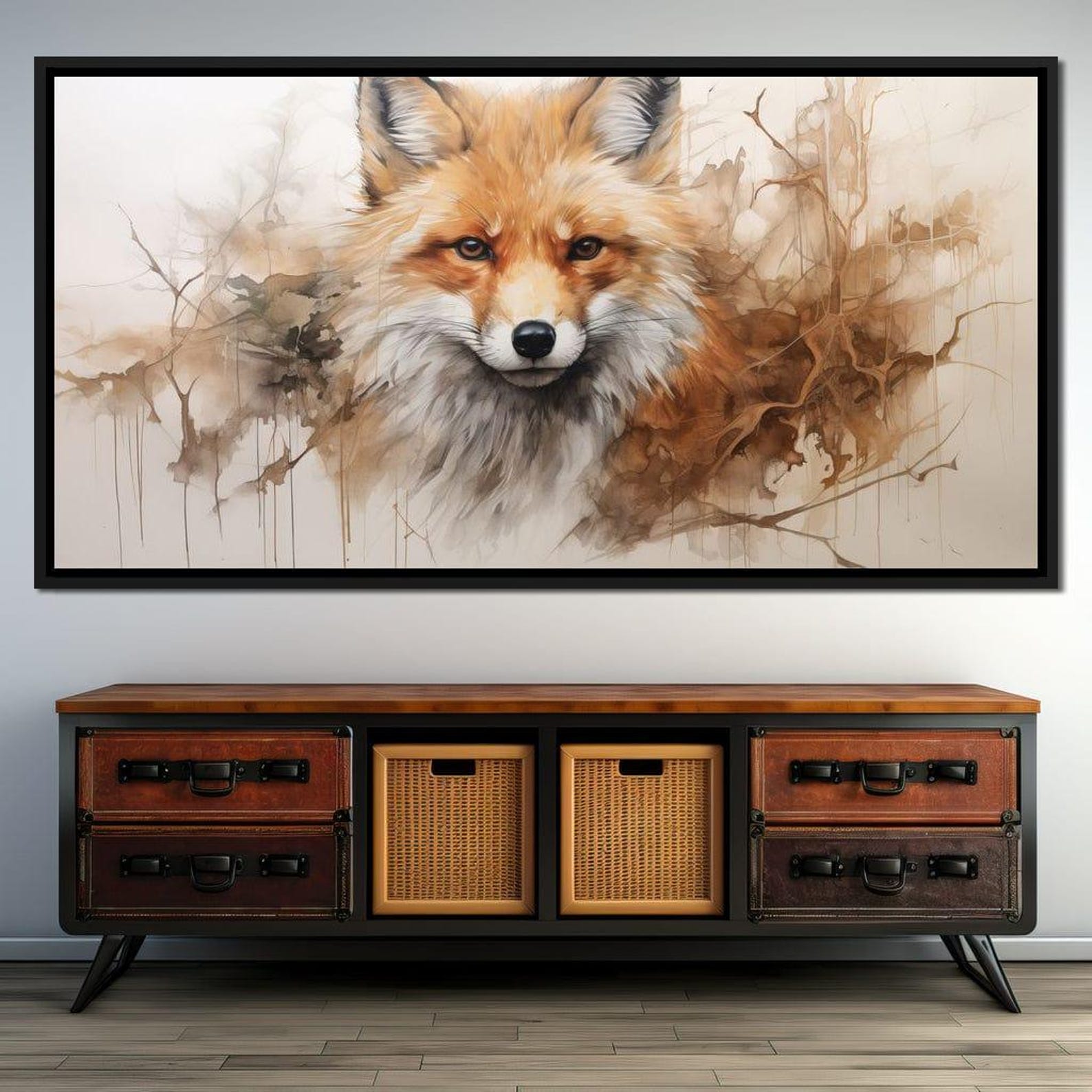Acrylic Fox in a Fawn Whisker Dream: Animal Wall Art, Cute Fox Painting ...