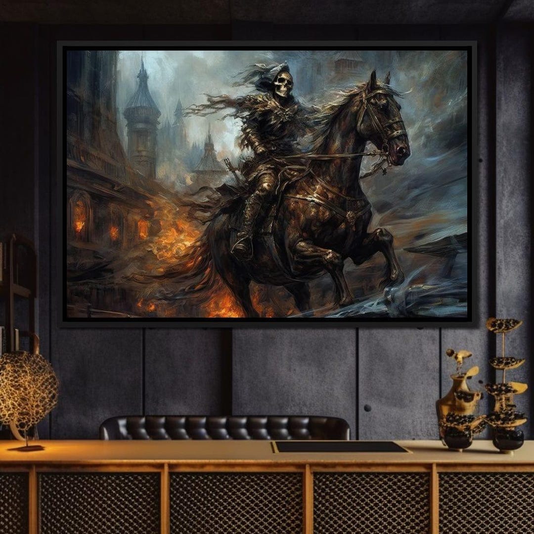 Skeleton Knight - Raven Blackwood: Dark Fantasy Canvas | Gothic Decor ...