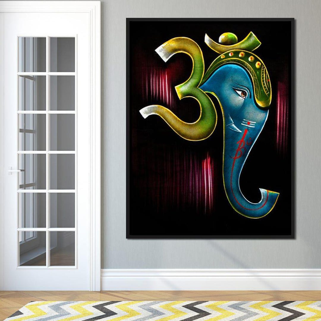 Ganesh Diwali: Hindu Wall Art | Festival Decor | Ganesha Oil Painting ...