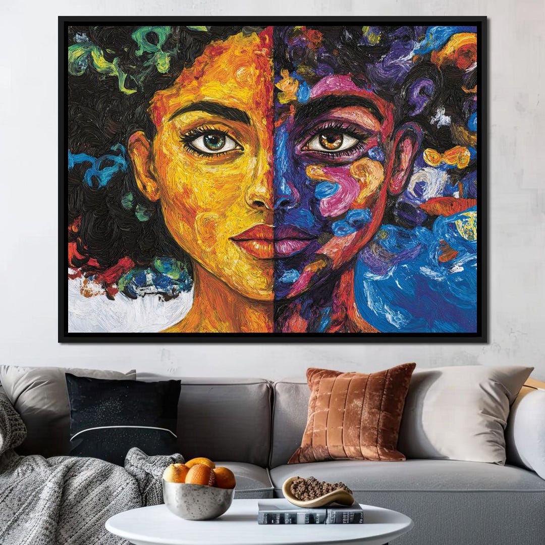 Chromatic Duality Portrait: Colorful Abstract Art | Vibrant Modern Wall ...