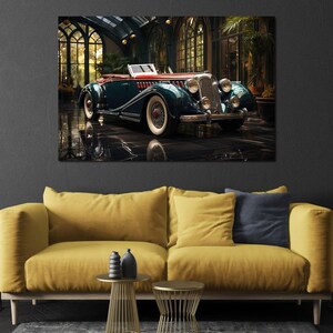 Pristine Classic Car: Vintage Auto Wall Art | Retro Car Decor | Elegant ...