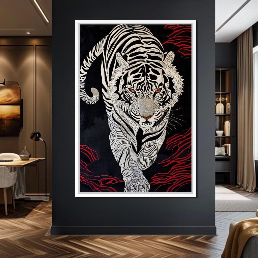 White Tiger of Shadows | Mystical Tiger Wall Art | Bold Colors Home ...