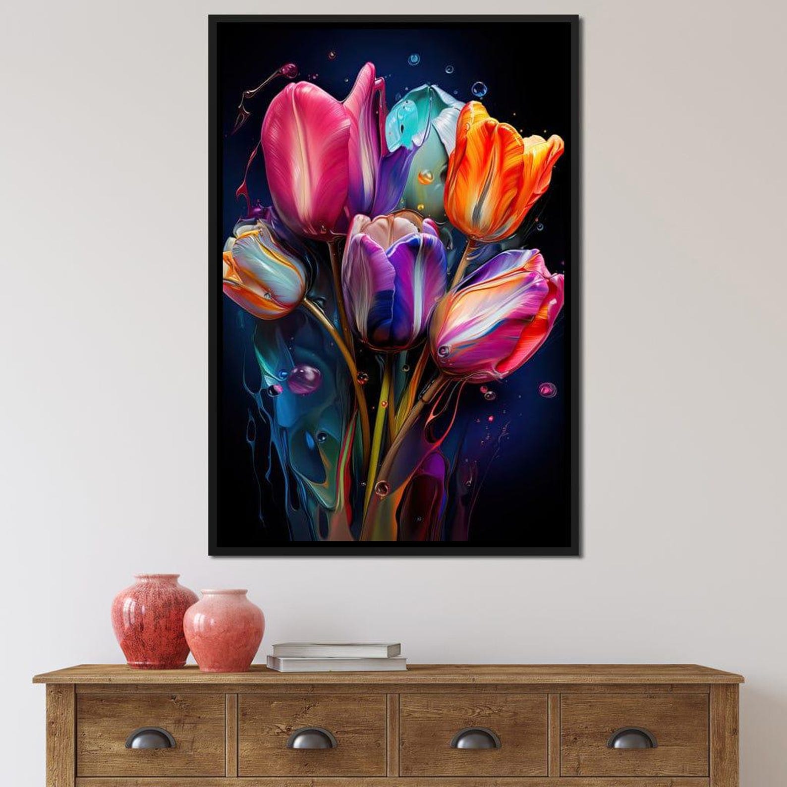 Luminous Tulip Dreamscape: Vibrant Floral Art | Modern Home Decor ...