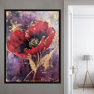 Modern Red Flower - Wildrose Creations: Bold Botanical Wall Art | Large ...