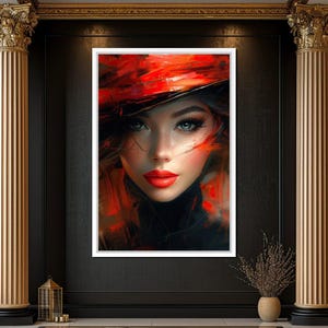 Siren in Rouge Overture | Red Artwork | Abstract Face | Female Portrait ...