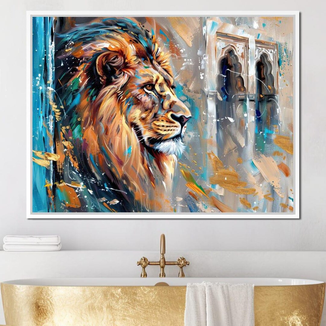 Majestic Lion Ruler: Regal Lion Art, Exotic Decor, Animal Portrait ...