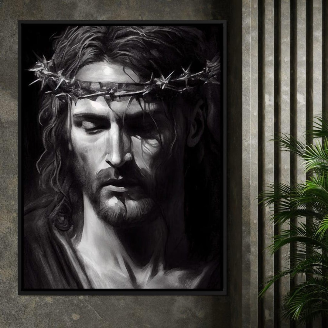 Black & White Jesus Portrait - Neal Hackett | Religious Wall Art ...