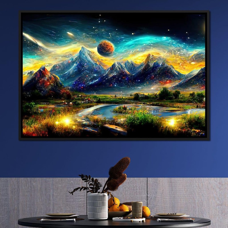 Otherworldly Landscape: Vibrant Mountains Fantasy Nature Home Decor ...