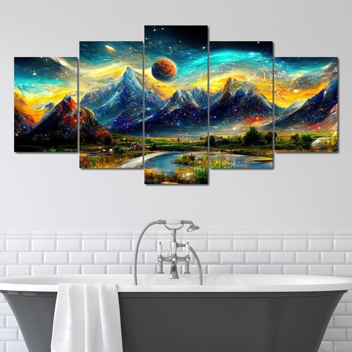Otherworldly Landscape: Vibrant Mountains Fantasy Nature Home Decor ...
