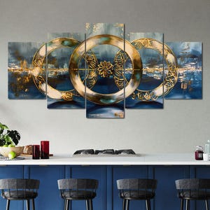 Golden Synchrony Symphony: Modern Wall Art | Abstract Circle Decor ...