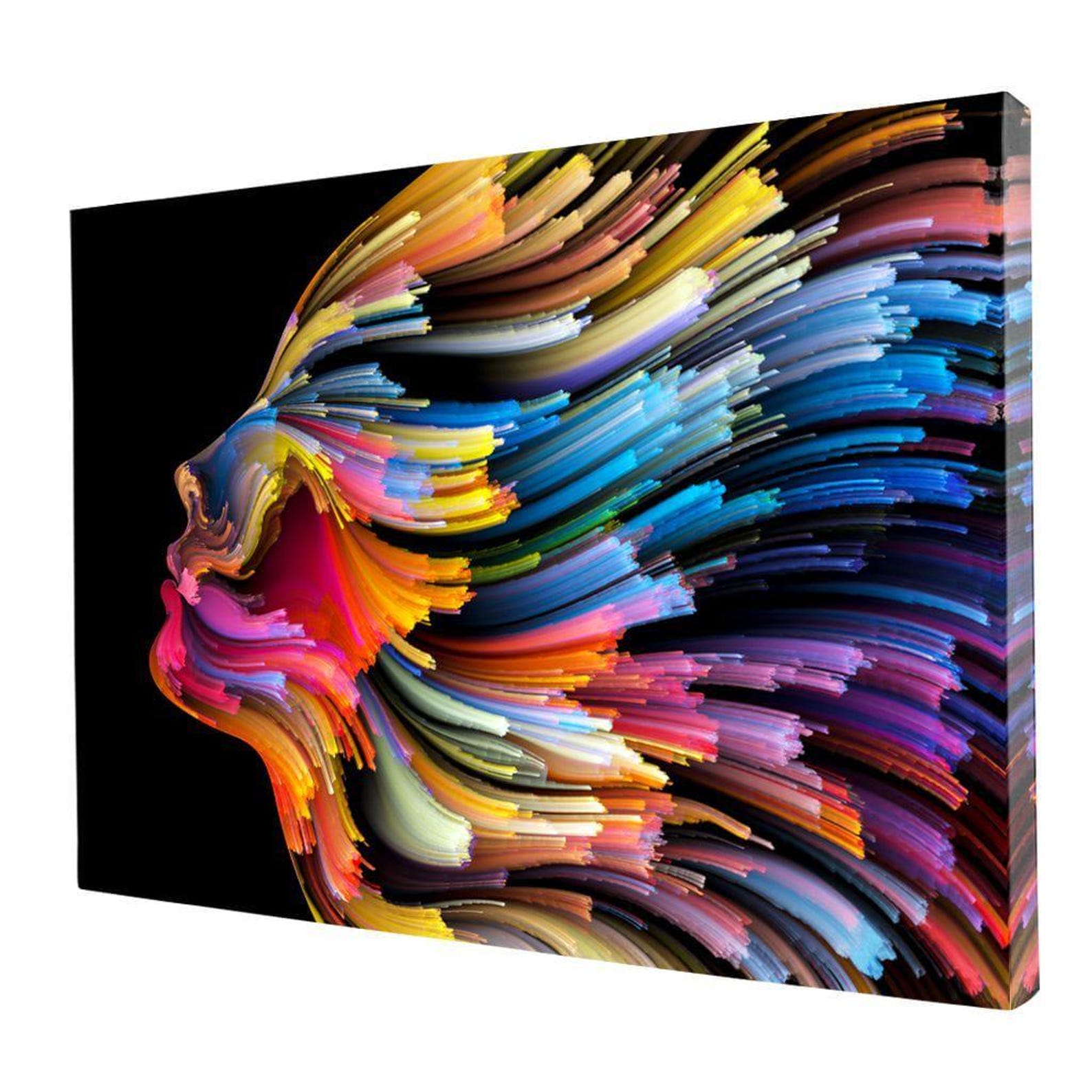 Psychedelic Face: Colorful Abstract Wall Art | Modern Home Decor ...